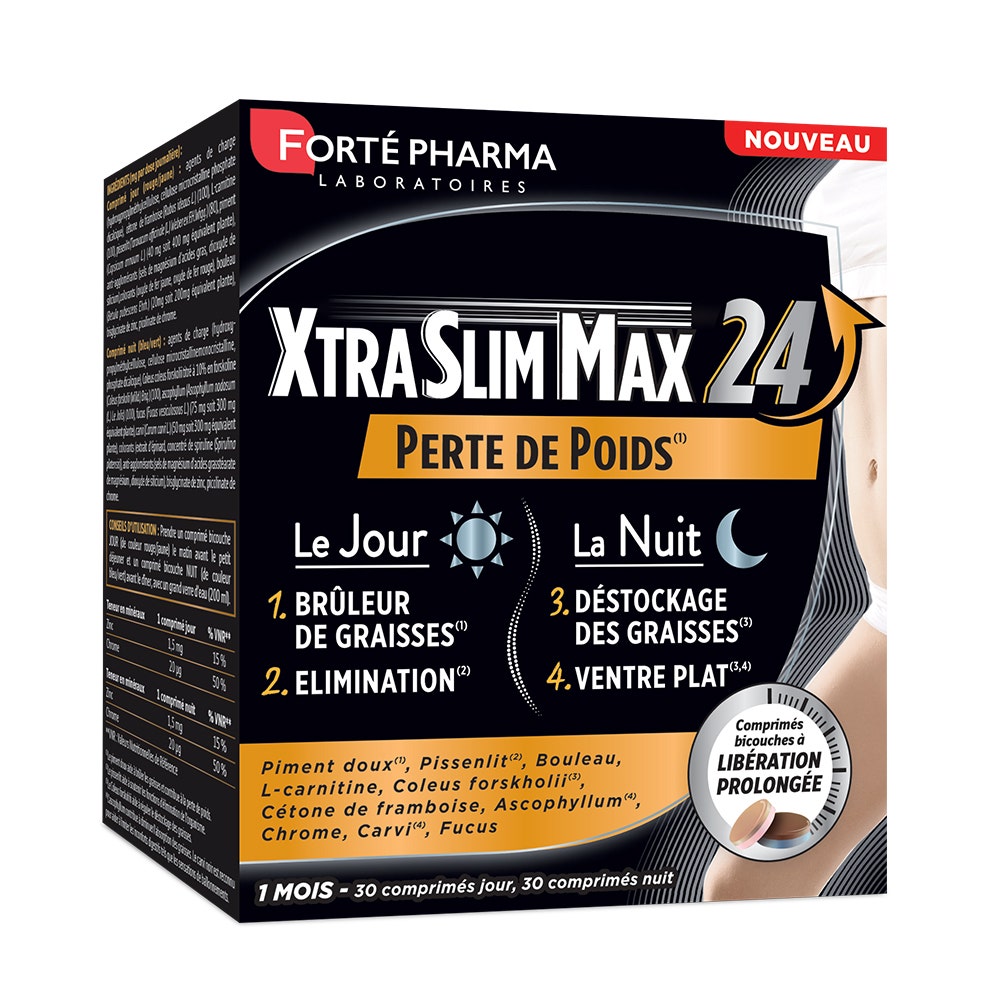 Forté Pharma XtraSlim Max 24 Hour Fat Burner 4 Slimming Actions Day and ...
