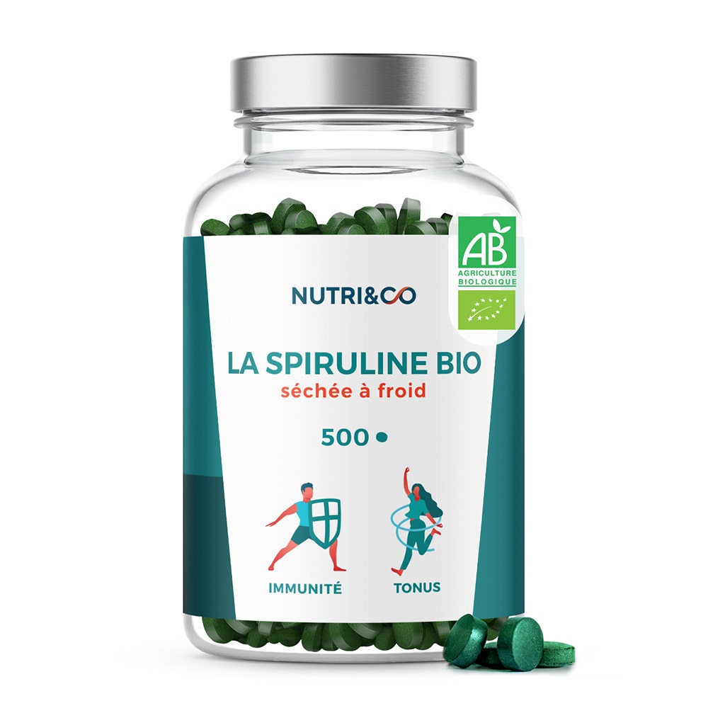 NUTRI&CO Organic cold-dried Spirulina from Tamil Nadu 500 tablets - Easypara