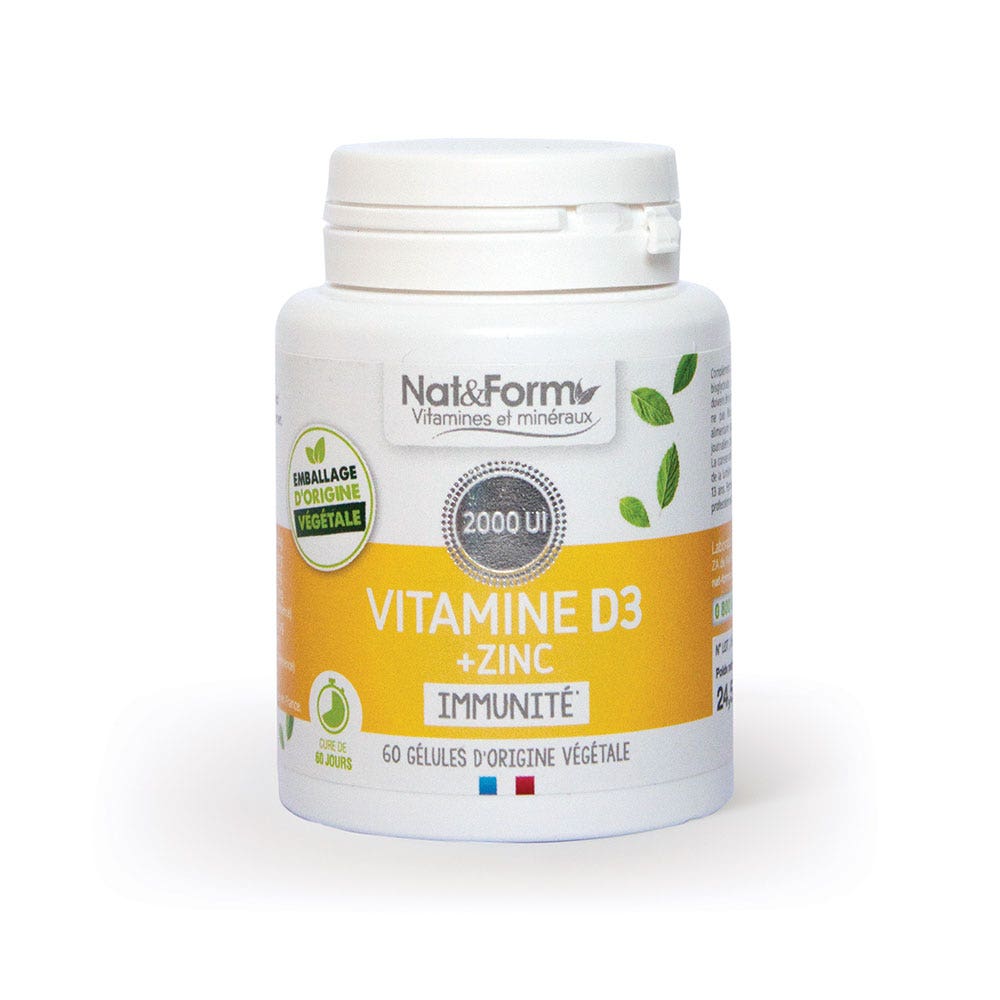 Nat&Form Vitamin D3 + Zinc Immunity 60 capsules - Easypara