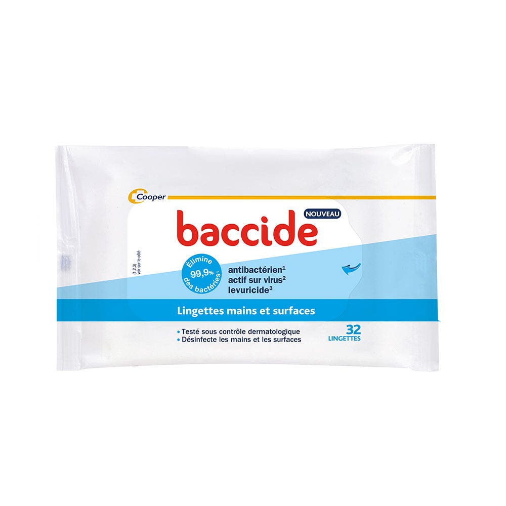 Baccide Disinfectant Wipes Hands and surfaces x32 - Easypara