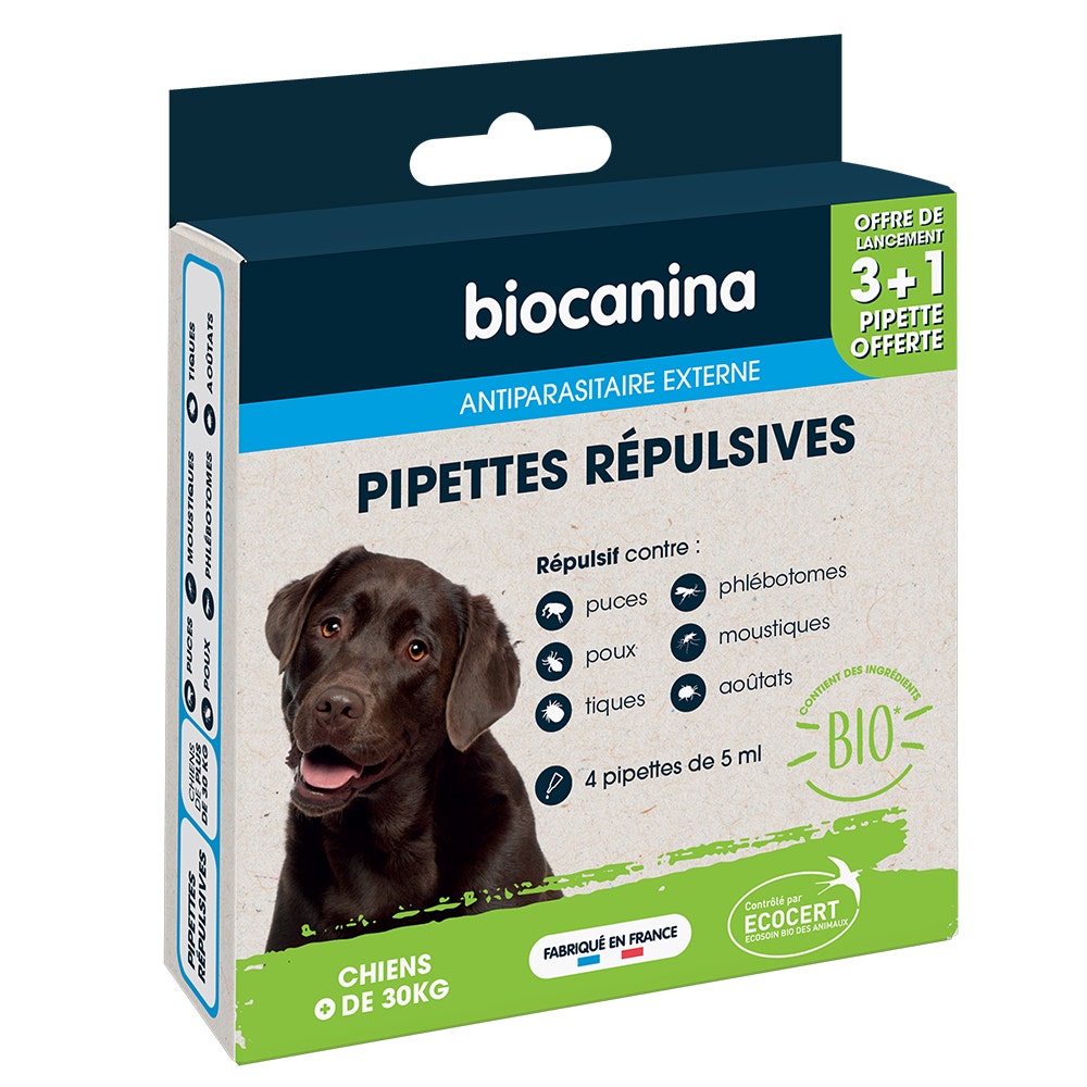 Biocanina Repellent pipette for dogs weighing Plus 30 kg 3 pipettes + 1 ...