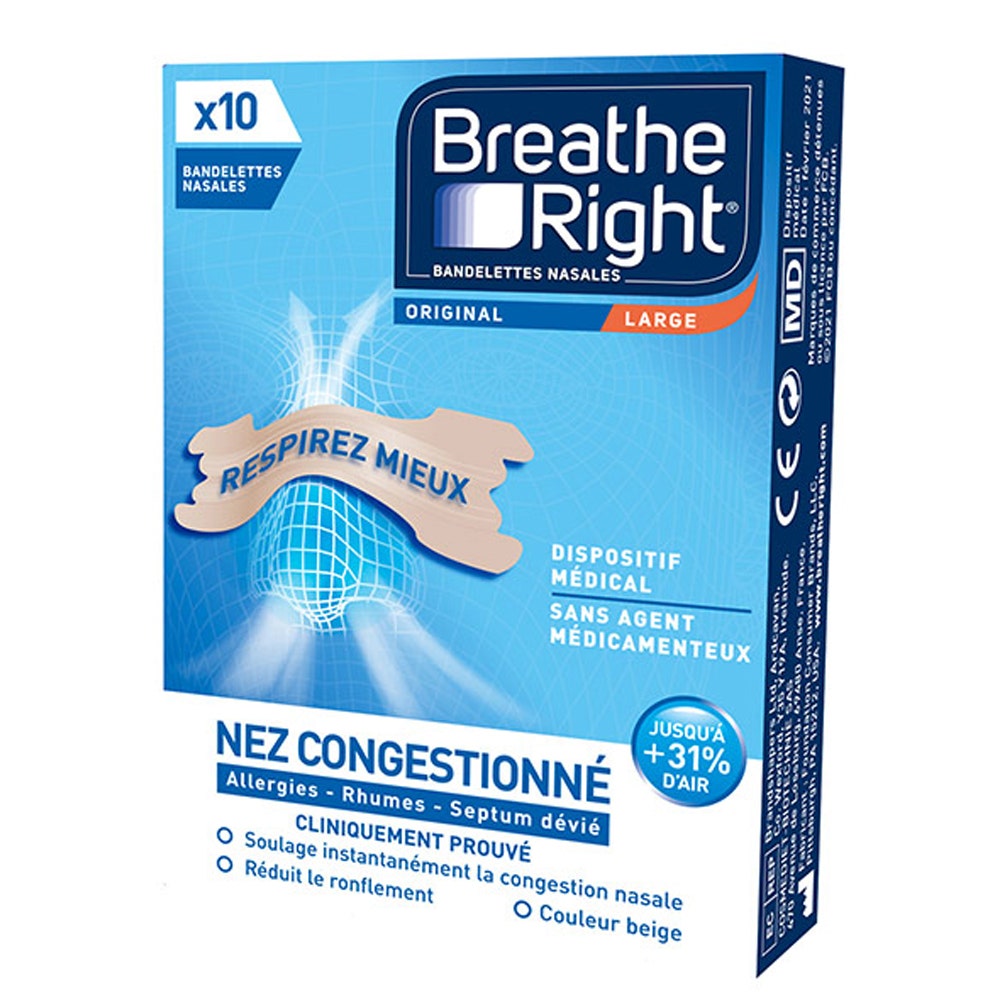 Breathe Right Original Nose Strips Size L x10 - Easypara