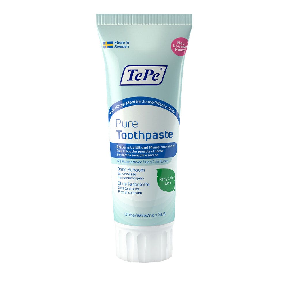 TePe Pure Toothpaste With Fluoride Sweet Mint Flavour 75ml - Easypara