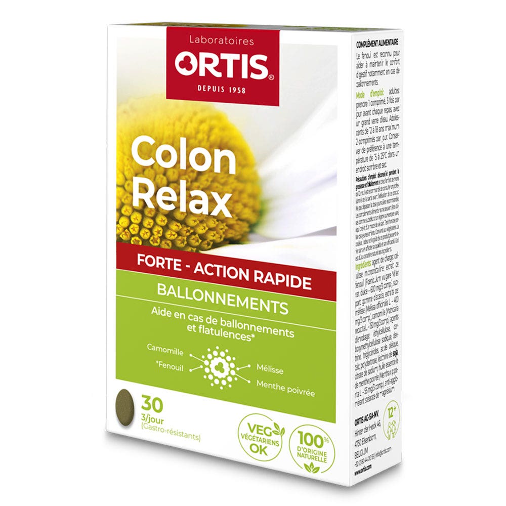 Ortis Colon Relax Forte Bloating 30 tablets - Easypara
