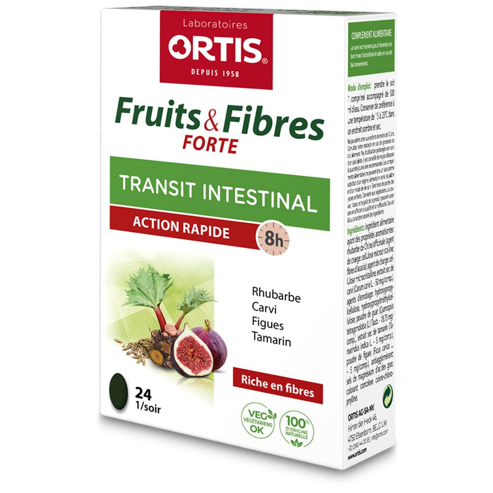 Ortis Fruit & Fibre Forte Intestinal Transit 24 tablets - Easypara