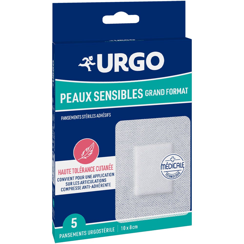 Urgo Urgosterile Plasters for Sensitive Skin Large Format 10x8cm x5 ...