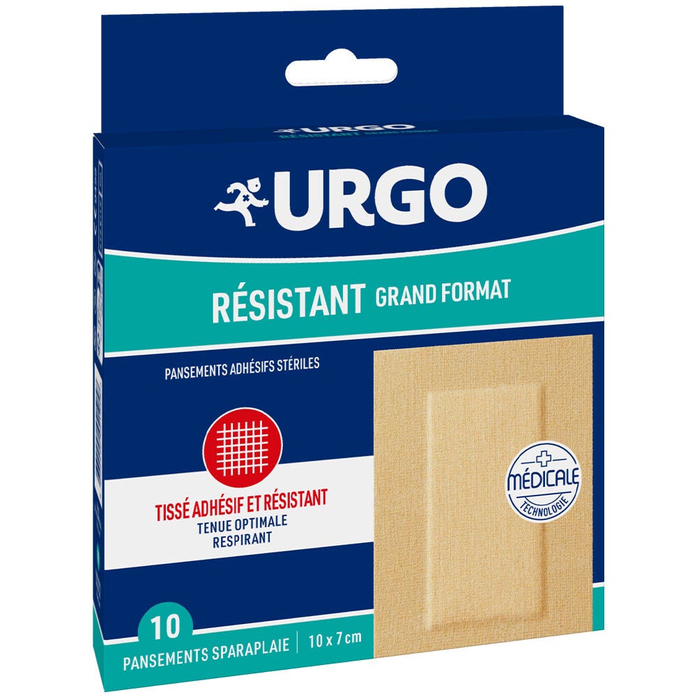 Urgo Large Format Resistant Plasters 10x7cm x10 - Easypara