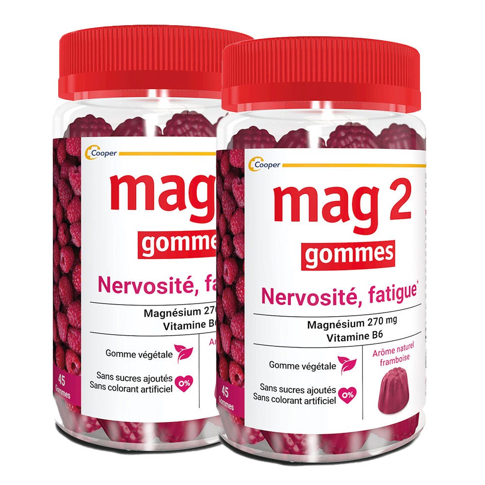 Mag 2 Magnesium + Vitamin B6 Raspberry 2x45 Gummies - Easypara