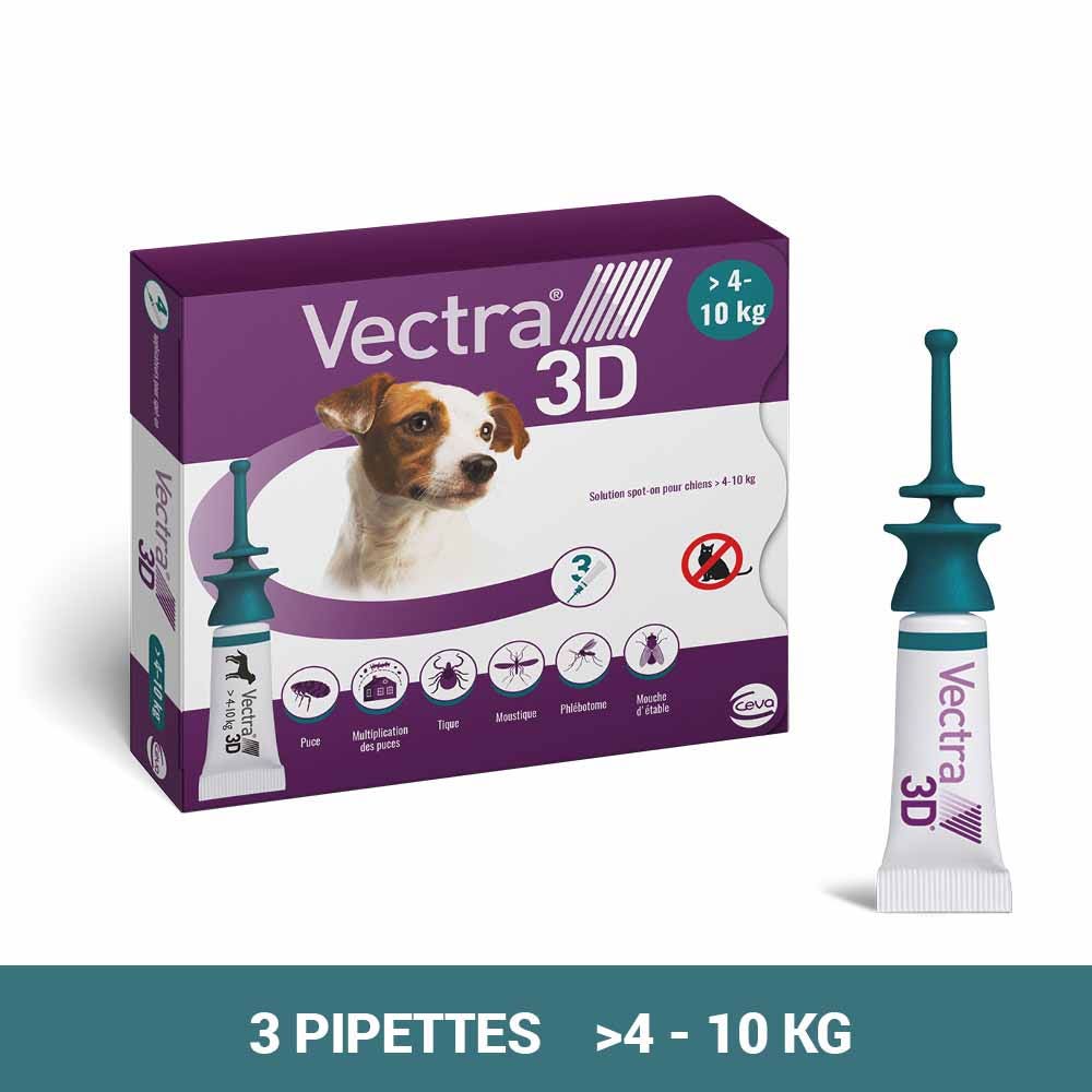 Ceva Vectra Spot-on solution for dogs >4-10 kg 3 pipettes - Easypara