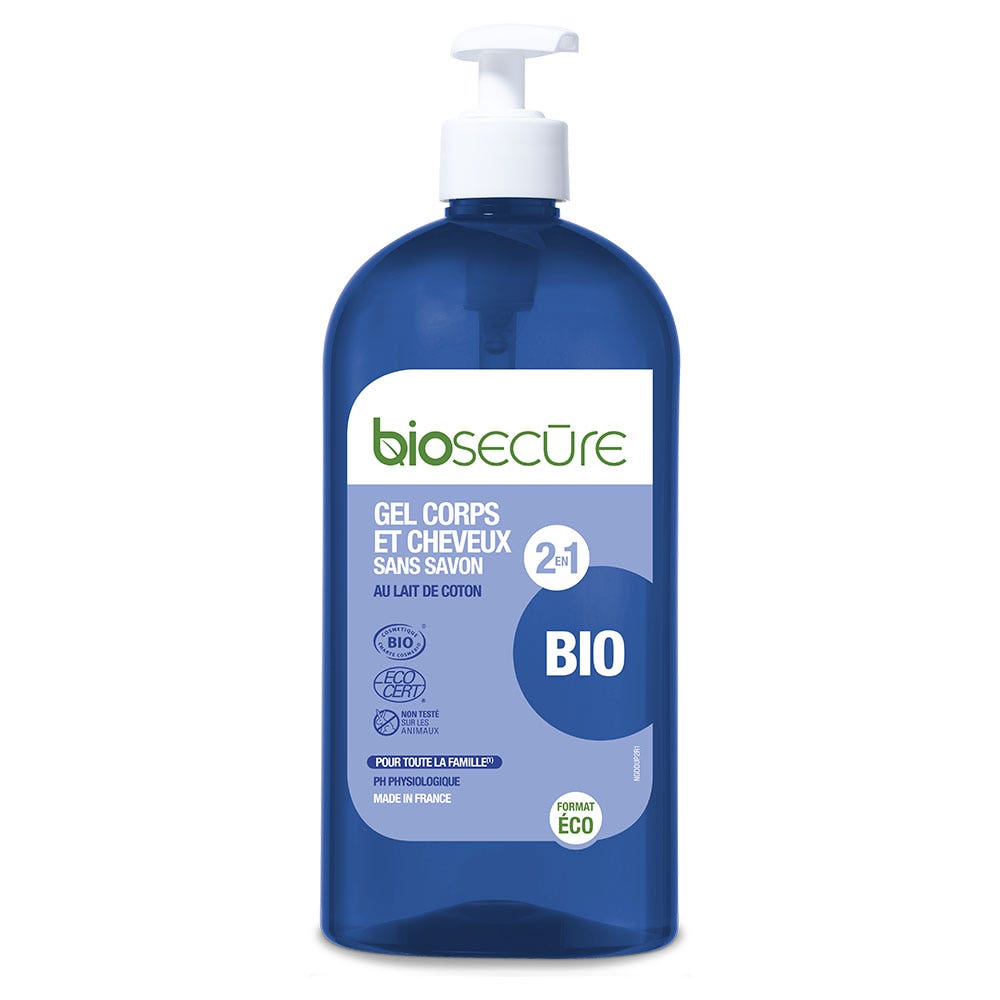 Bio Secure Organic Soap-Free Body & Hair Gel cotton milk 500ml - Easypara