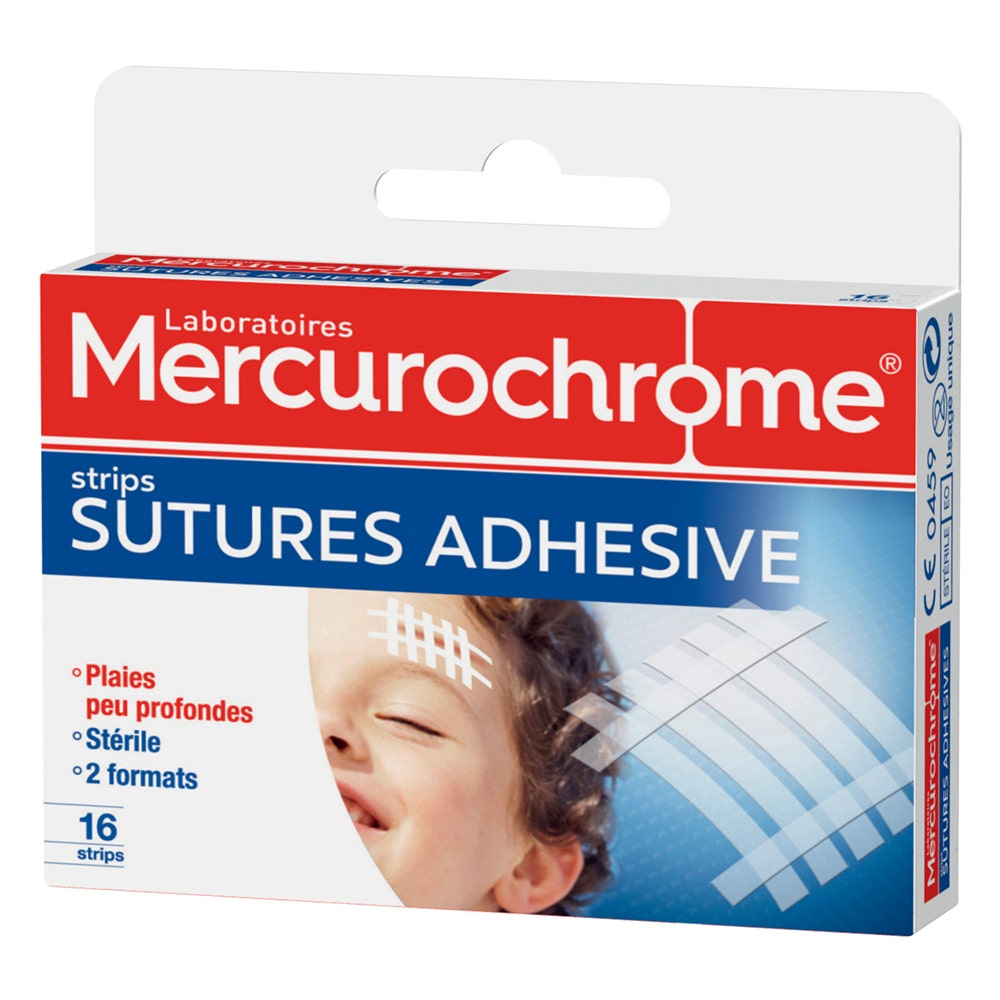 Mercurochrome Adhesive Suture Plasters x16 - Easypara