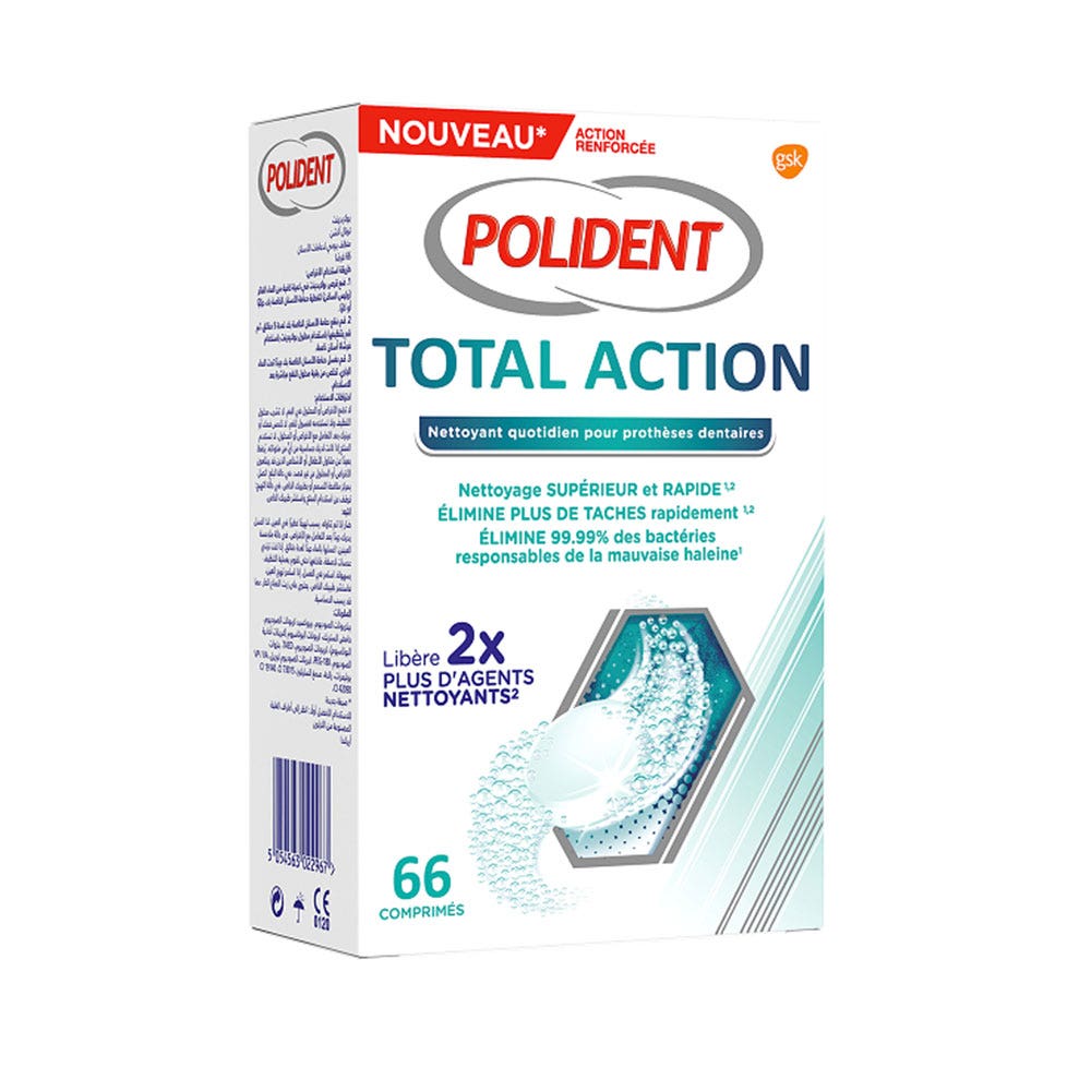 Polident Cleansing For Dental Appliances X66 Total Action Tablets ...