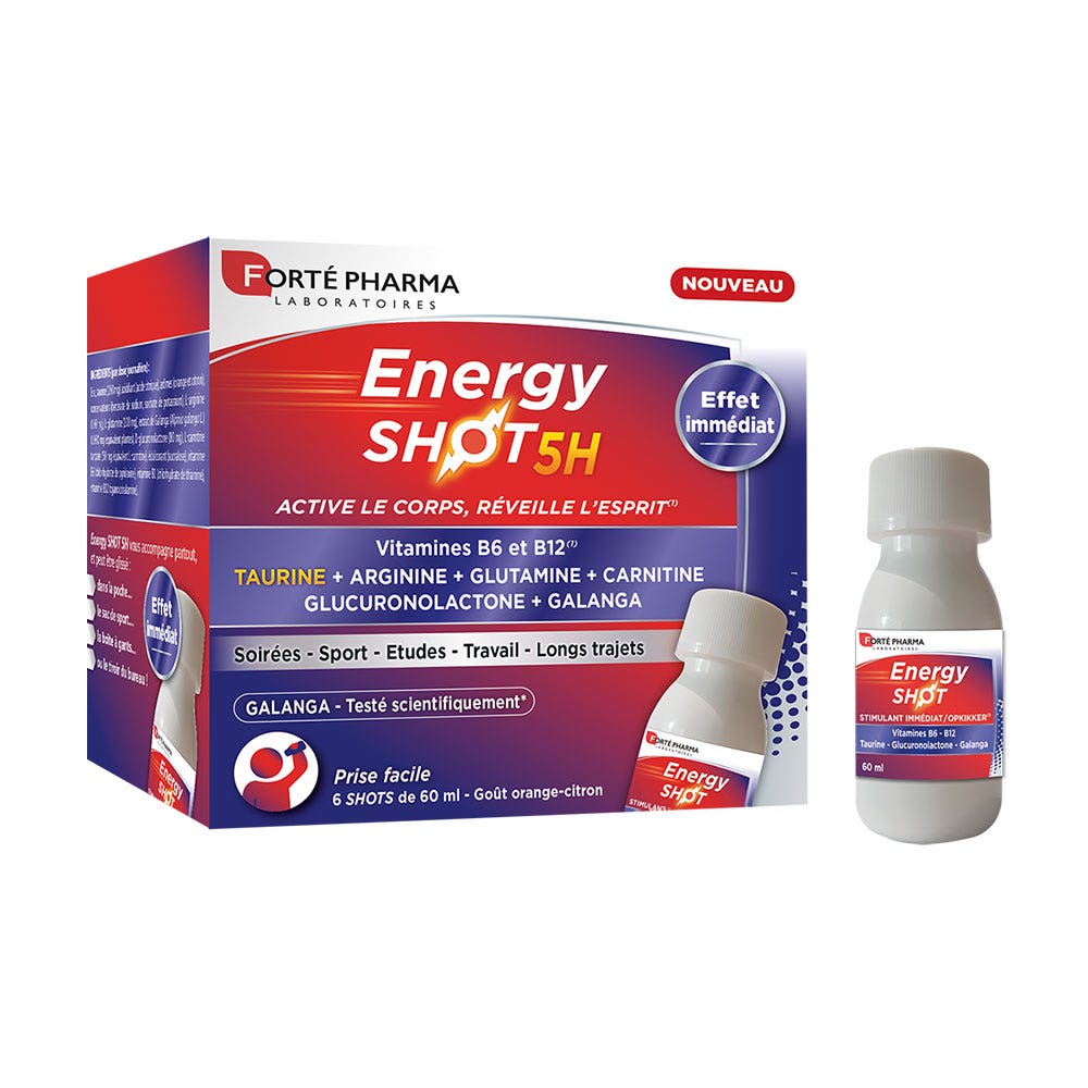 Forté Pharma Energy shot 5H Stimulant 6 x 60ml - Easypara