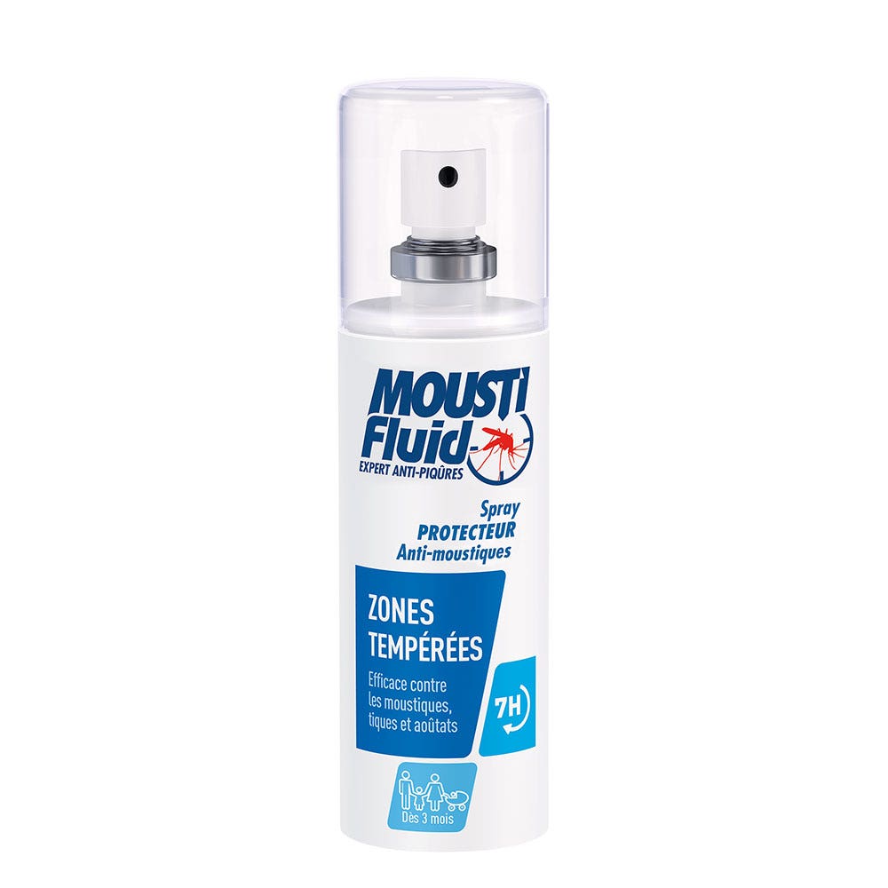 Moustifluid Mosquito repellent spray Temperate Zones 100ml - Easypara