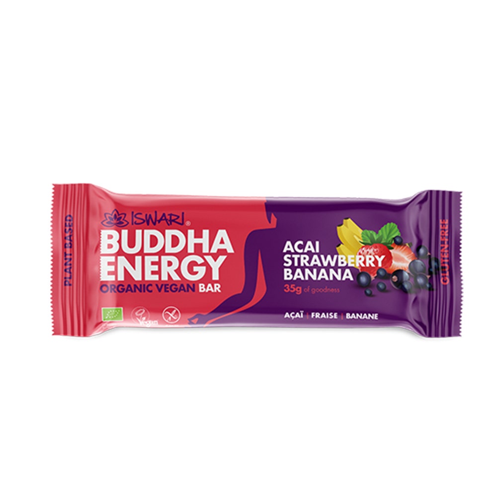 Iswari Energy bars Energy Buddha, Acai, Strawberry & Banana Bioes 35g ...