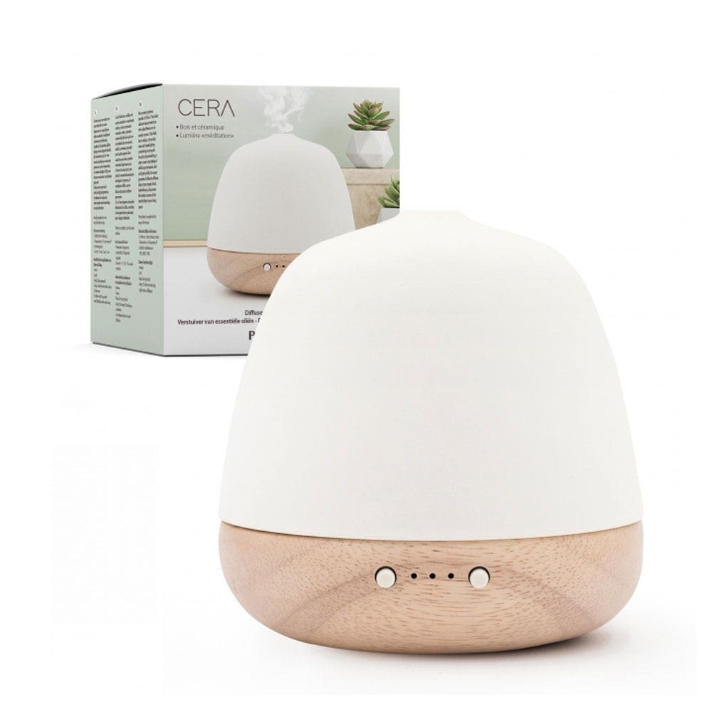 Pranarôm Céra Wood and Ceramic Diffuser With Lumière Meditation - Easypara